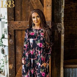 L&B Apparel | Dresses | Lb Apparel Velvet Floral Bull Skull Dress ...